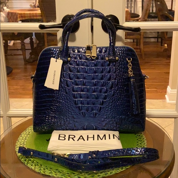 Brahmin | Bags | Brahmin Genuine Leather Blue Crossbody W Dustbag ...